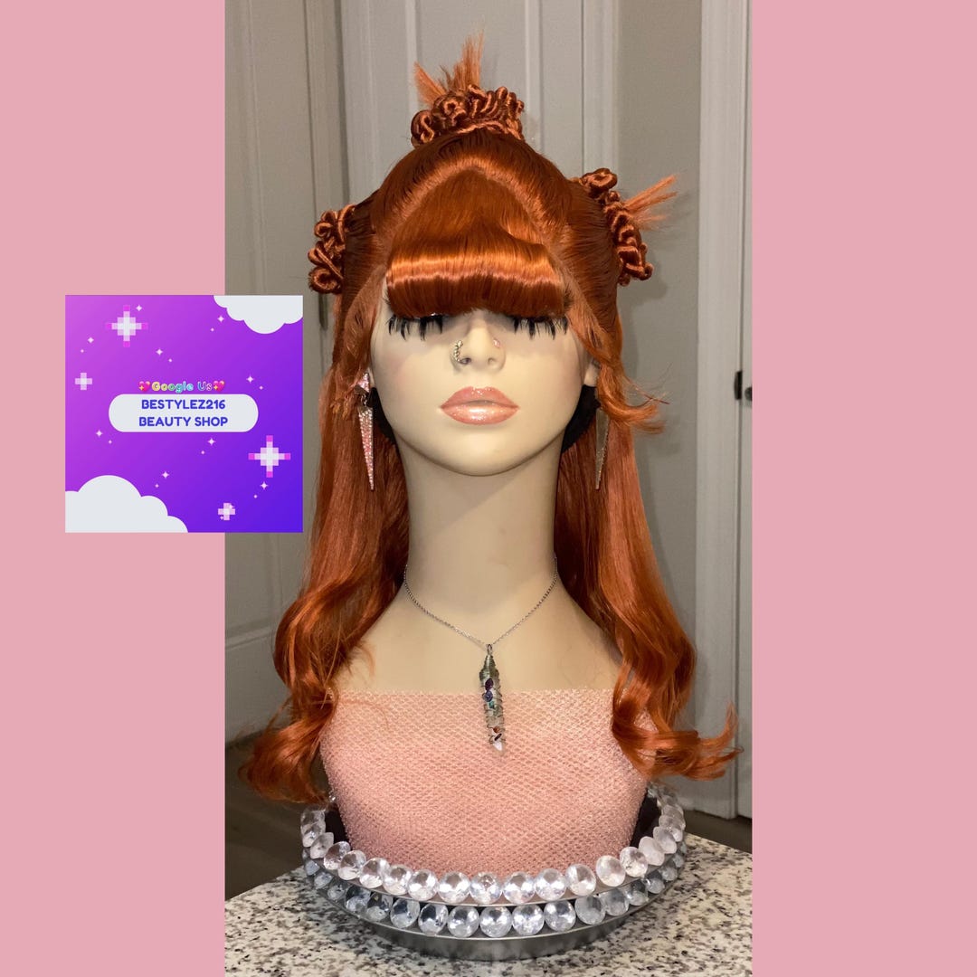 Ginger Orange Curly Wig, 90s Inspired Half Updo, 18 Inch - Etsy