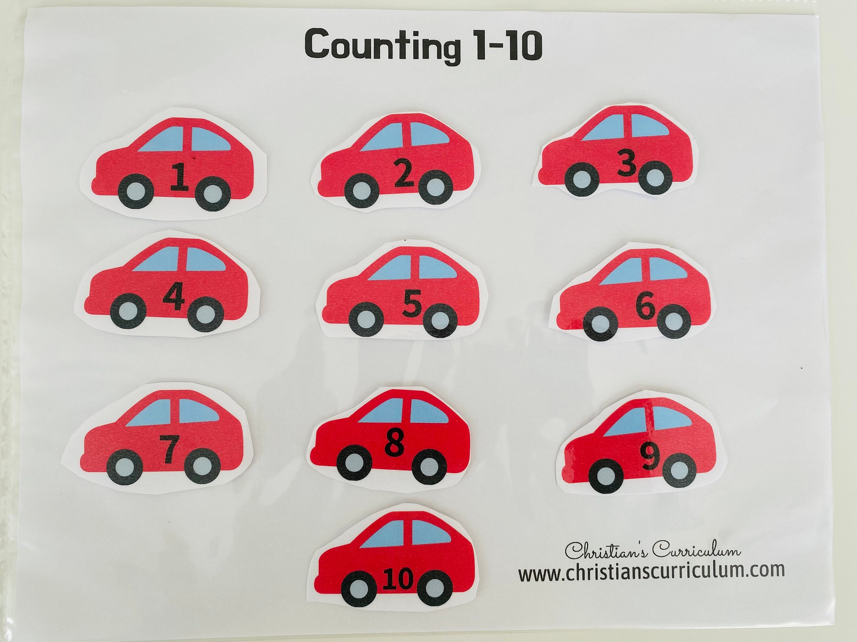 Counting Cars 1-10 Learning Printable/ Busy Binders /activity Worksheet ...
