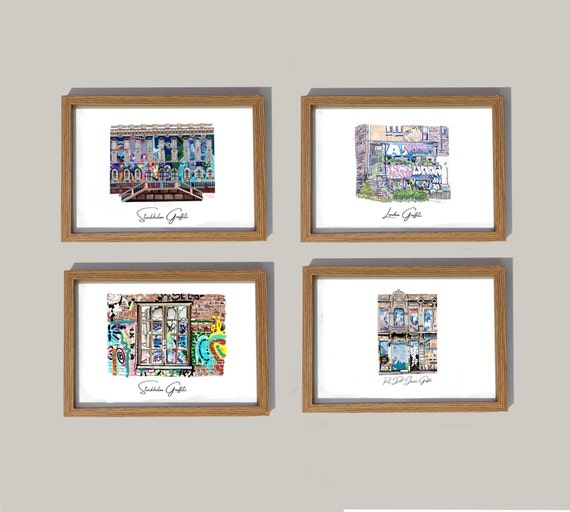 Graffiti Street Art Bundle 4 Prints of Buildings in - Etsy