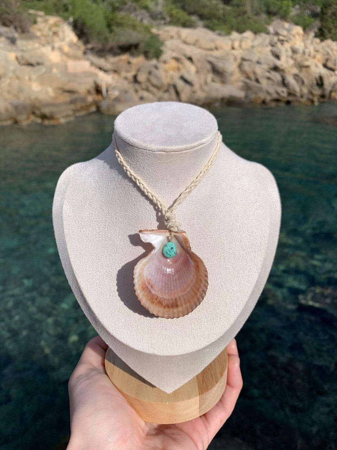 Turquoise & Siren Shell Cotton Crystal of Frances Necklace - Etsy