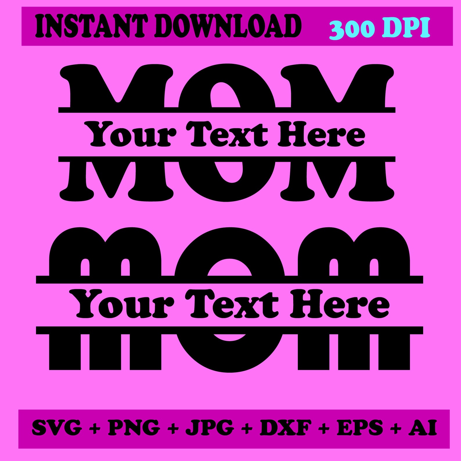 MOM Svg Mom Split Wording Svg Mom Picture Frame Svg Split - Etsy