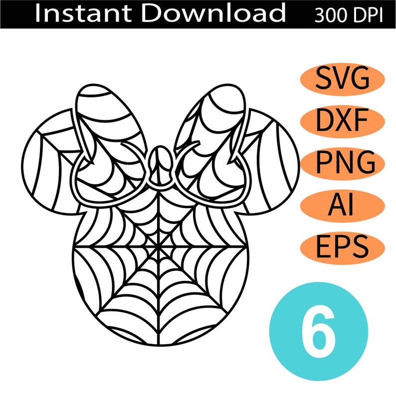 Spider Web Style Minnie Mouse SVG Minnie Mouse Head SVG Minnie - Etsy UK