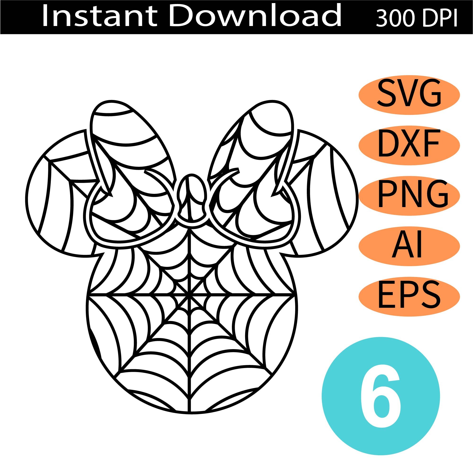 Spider Web Style Minnie Mouse SVG Minnie Mouse Head SVG Minnie - Etsy UK