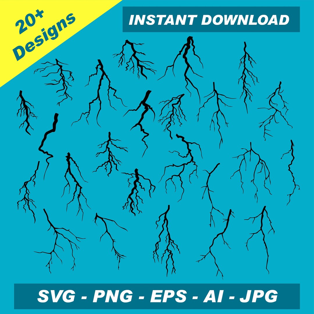 Lightning Svg, Lightning Vector Clipart Set, Lightning Strikes, Flash ...