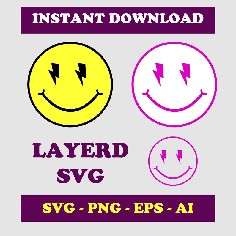 Smiley Face Lightning Bolt SVG Quote SVG Positive SVG - Etsy UK