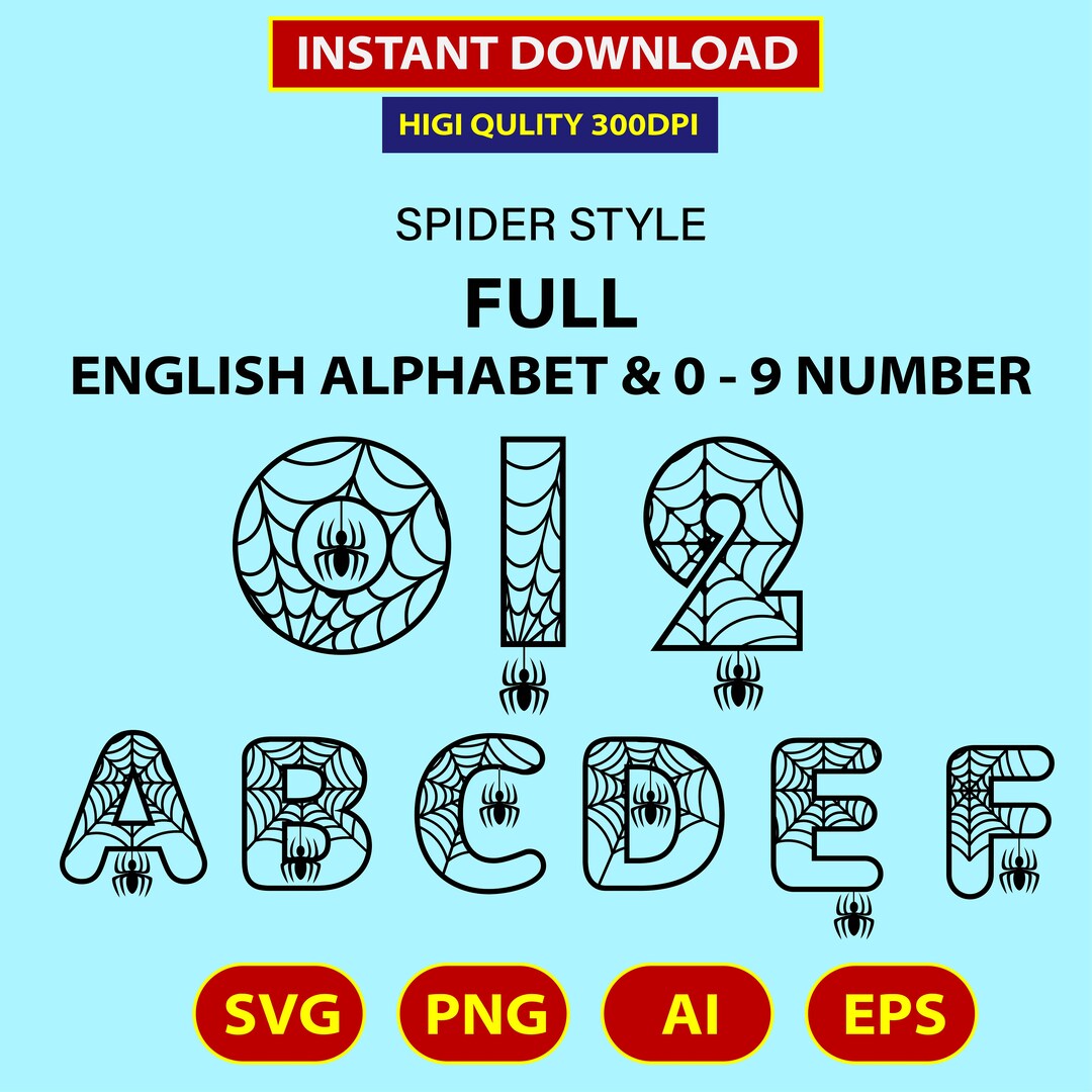 SPIDER ALPHABET SVG Bundle,spider font svg,spider alphabet svg,Spider ...