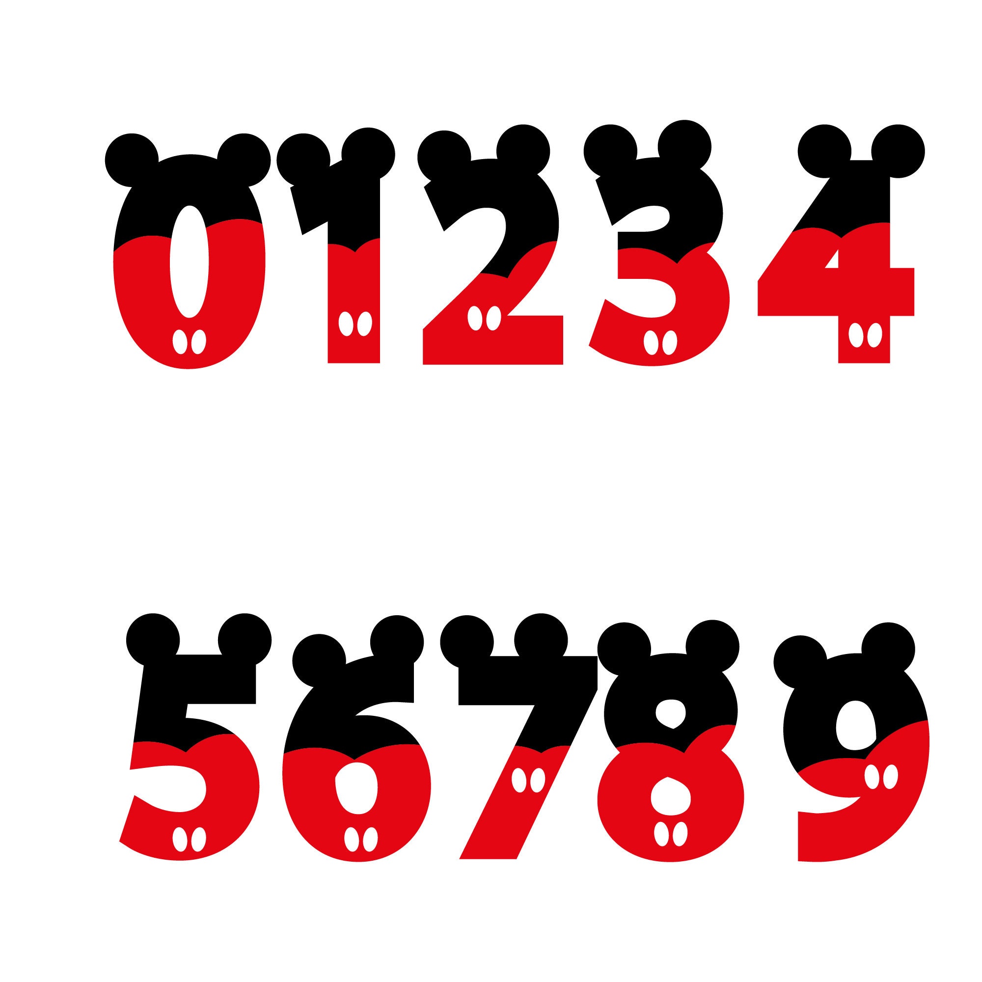 Mickey Numbers Birthday Numbers 0-9 Minnie Number Svg Mickey | Etsy