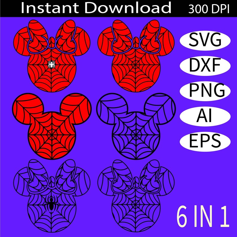 Spider Web Style Minnie Mouse SVG Minnie Mouse Head SVG Minnie - Etsy UK