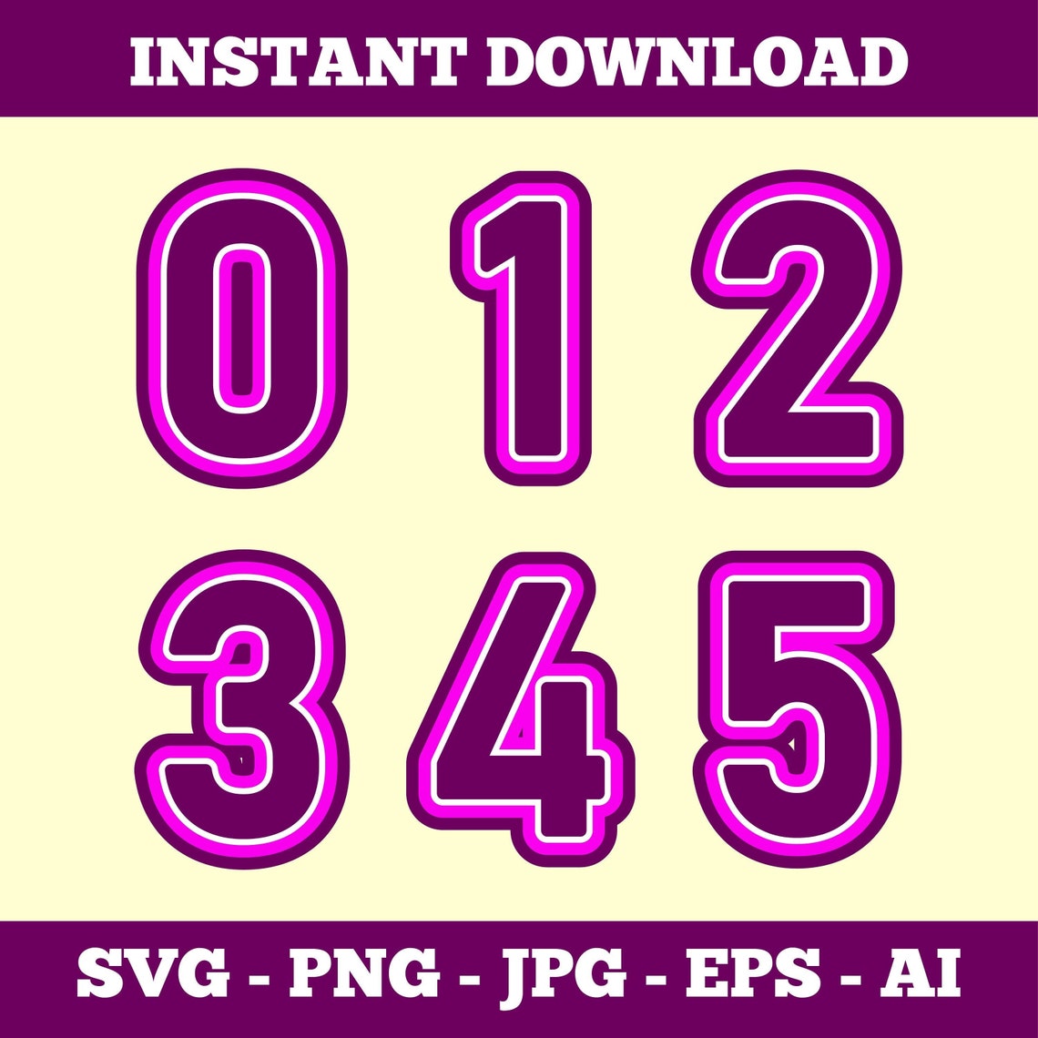 Bold Numbers 0 9 Layered SVG Cut Files Cricut Maker Joy 4 - Etsy