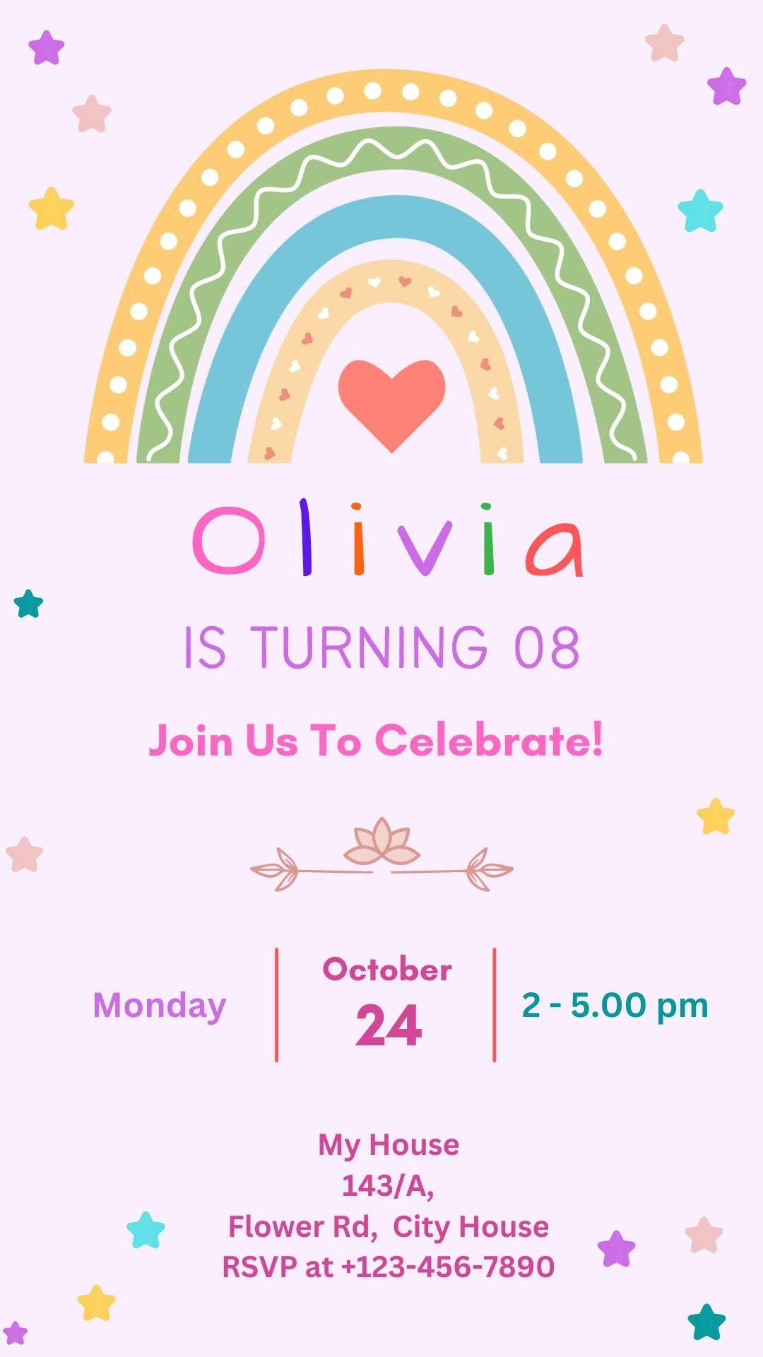 DIY Editable Rainbow Party Invitation Canva Template - Etsy UK