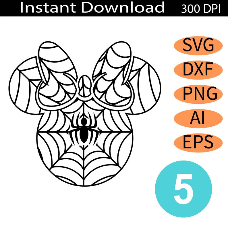Spider Web Style Minnie Mouse SVG Minnie Mouse Head SVG Minnie - Etsy UK