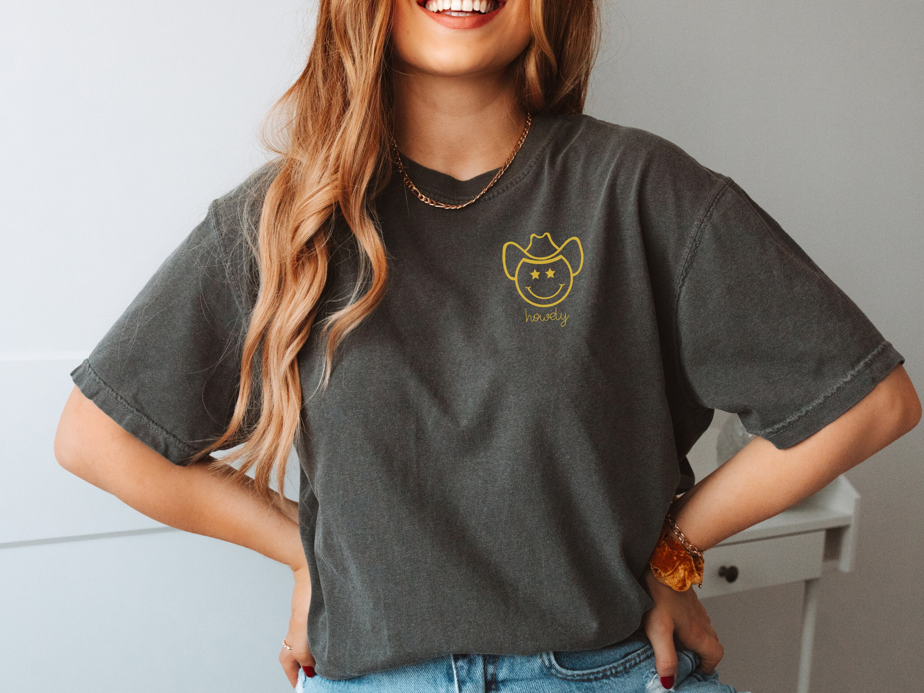 90s Grunge Cowboy Smiley Shirt, Howdy Graphic Tee, Western Aesthetic ...