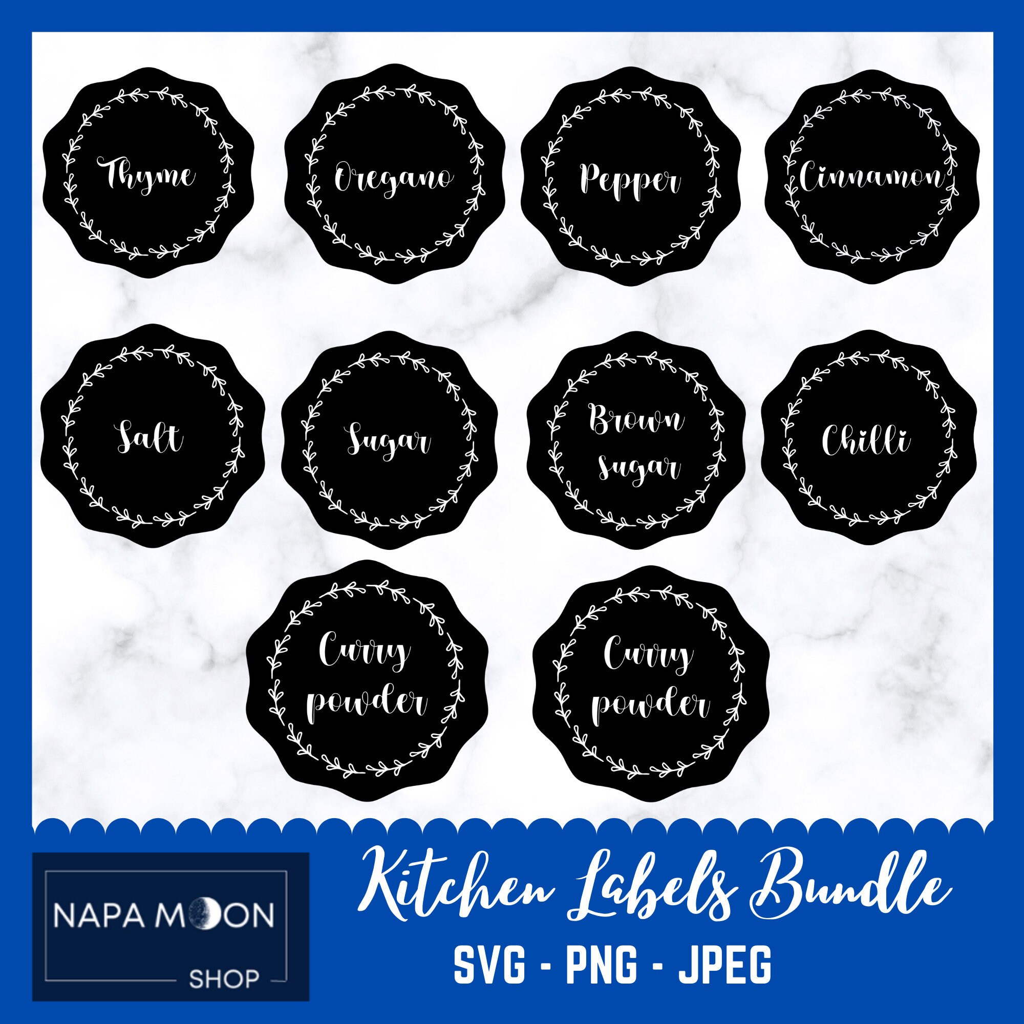 Kitchen Labels Bundle Svg / Canister Labels Svg / Spice Labels | Etsy