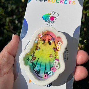 Rainbow Ghost Popsocket™, Resin Shaker Phone Grip, Groovy Ghost Popgrip ...