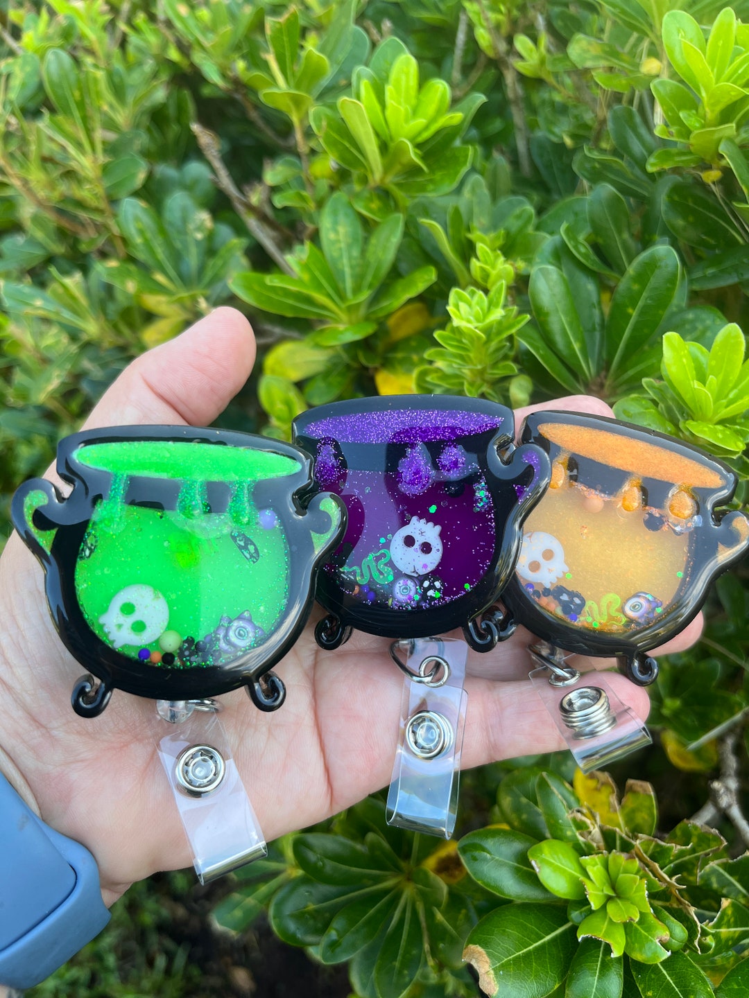 Witch Cauldron Shaker Badge Reel, Cauldron Badge Holder, Witchy Badge ...
