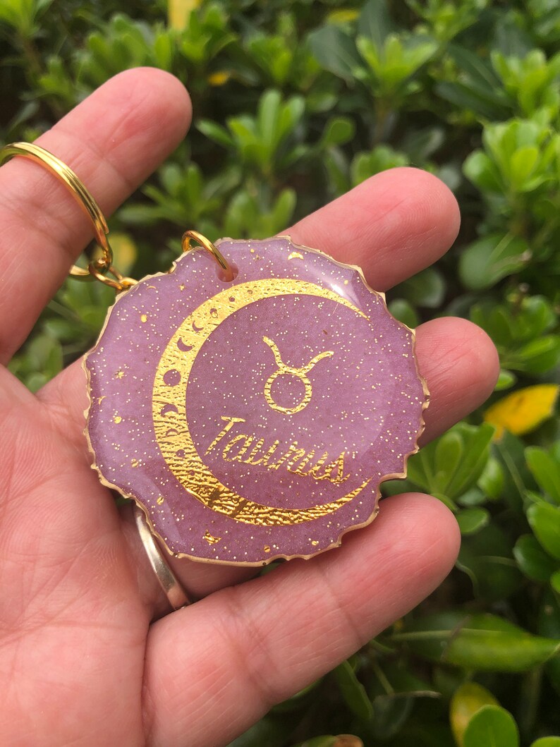 Resin Zodiac Key Ring Zodiac Key Ring Astrology Zodiac Signs | Etsy