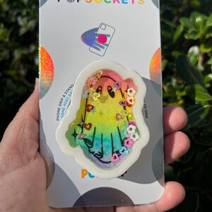 Rainbow Ghost Popsocket™, Resin Shaker Phone Grip, Groovy Ghost Popgrip ...