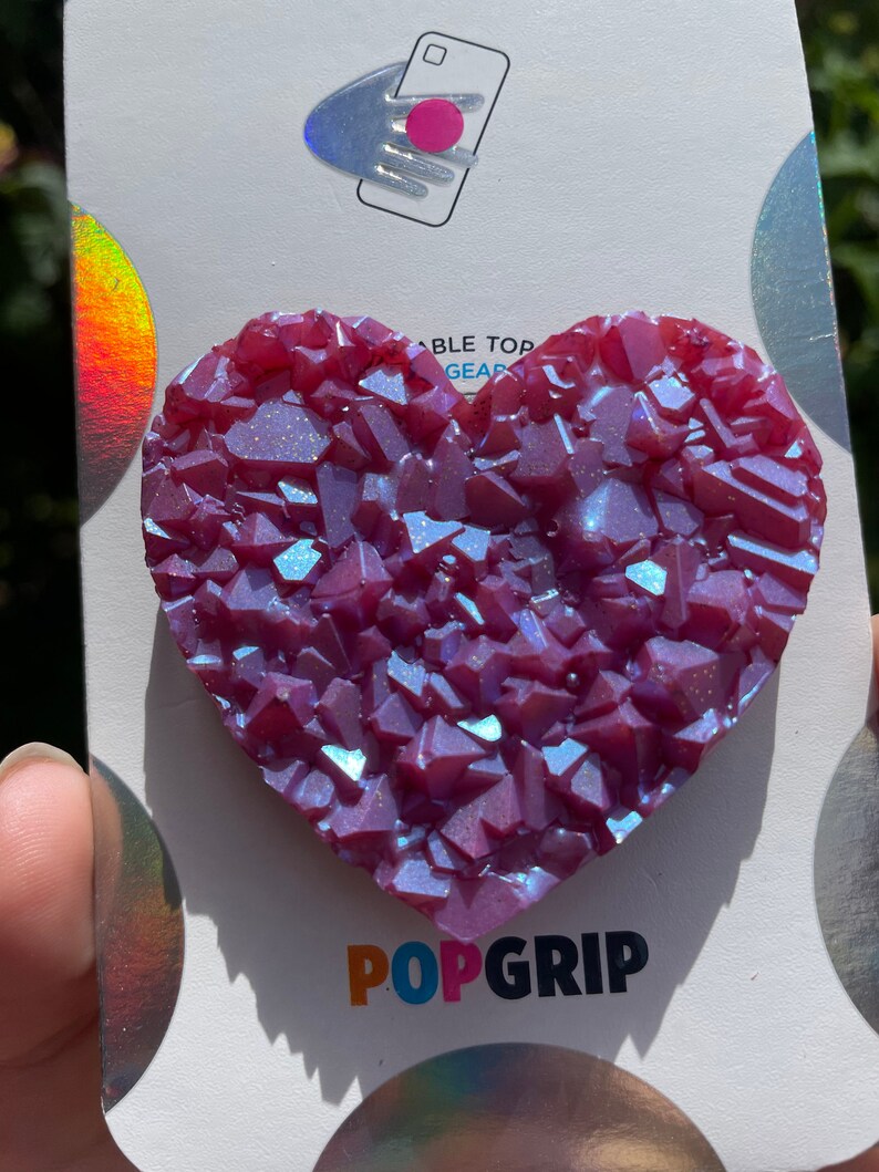 Heart Druzy Popsocket™ Heart Popgrip™ Rainbow Heart - Etsy