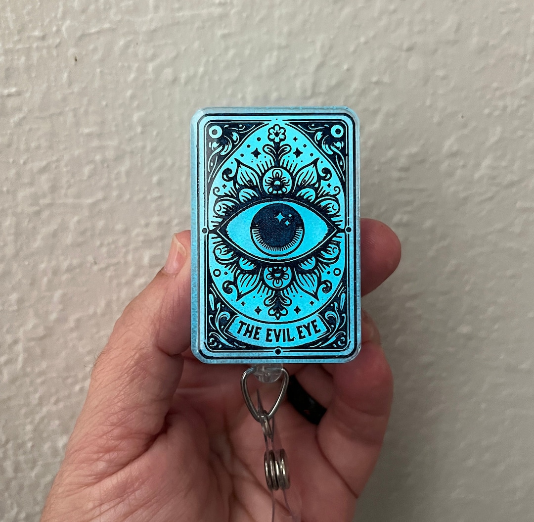 Glow in the Dark Evil Eye Tarot Card Badge Reel, Mystical Badge Holder ...