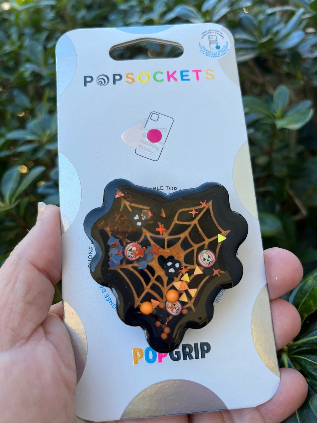 Halloween Heart Shaker Popsocket™: Orange Spider Web Phone Grip - Etsy