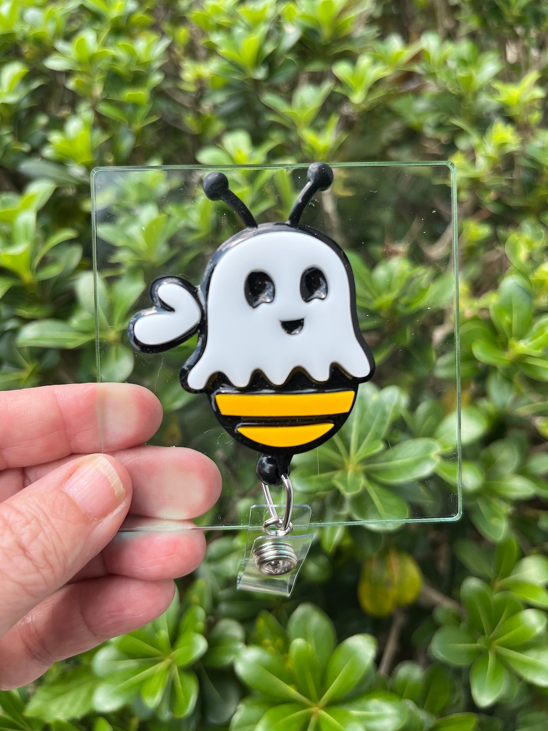 Ghost Bee Badge Reel, Layered Ghost Bee Retractable Badge Holder ...