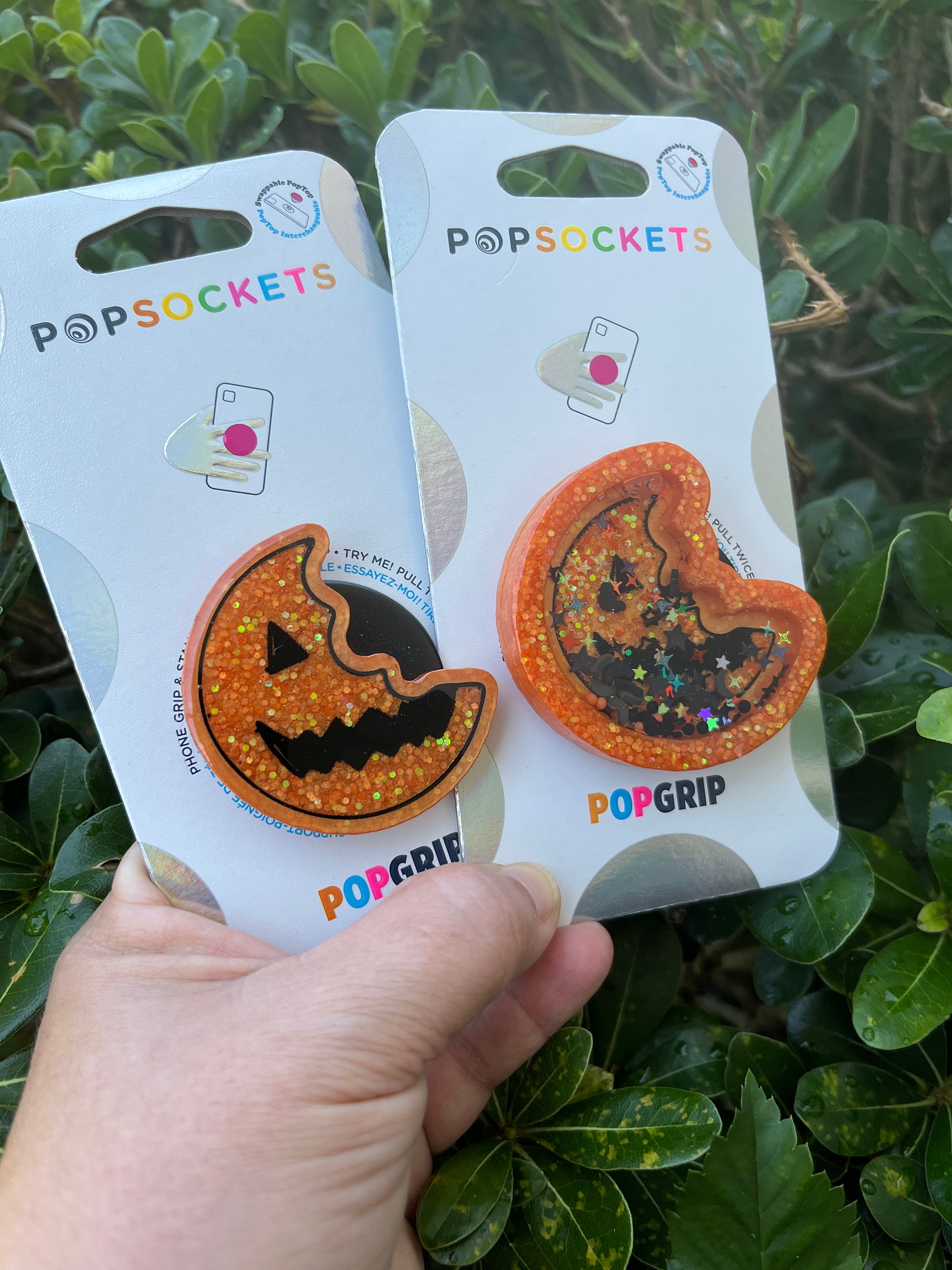 Halloween Pumpkin Popsocket: Glitter Resin Shaker Phone Grip - Etsy