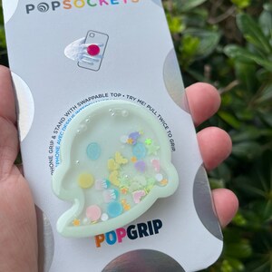 Glow in the Dark Ghost Shaker Popsocket™, Halloween Shaker Phone Grip ...