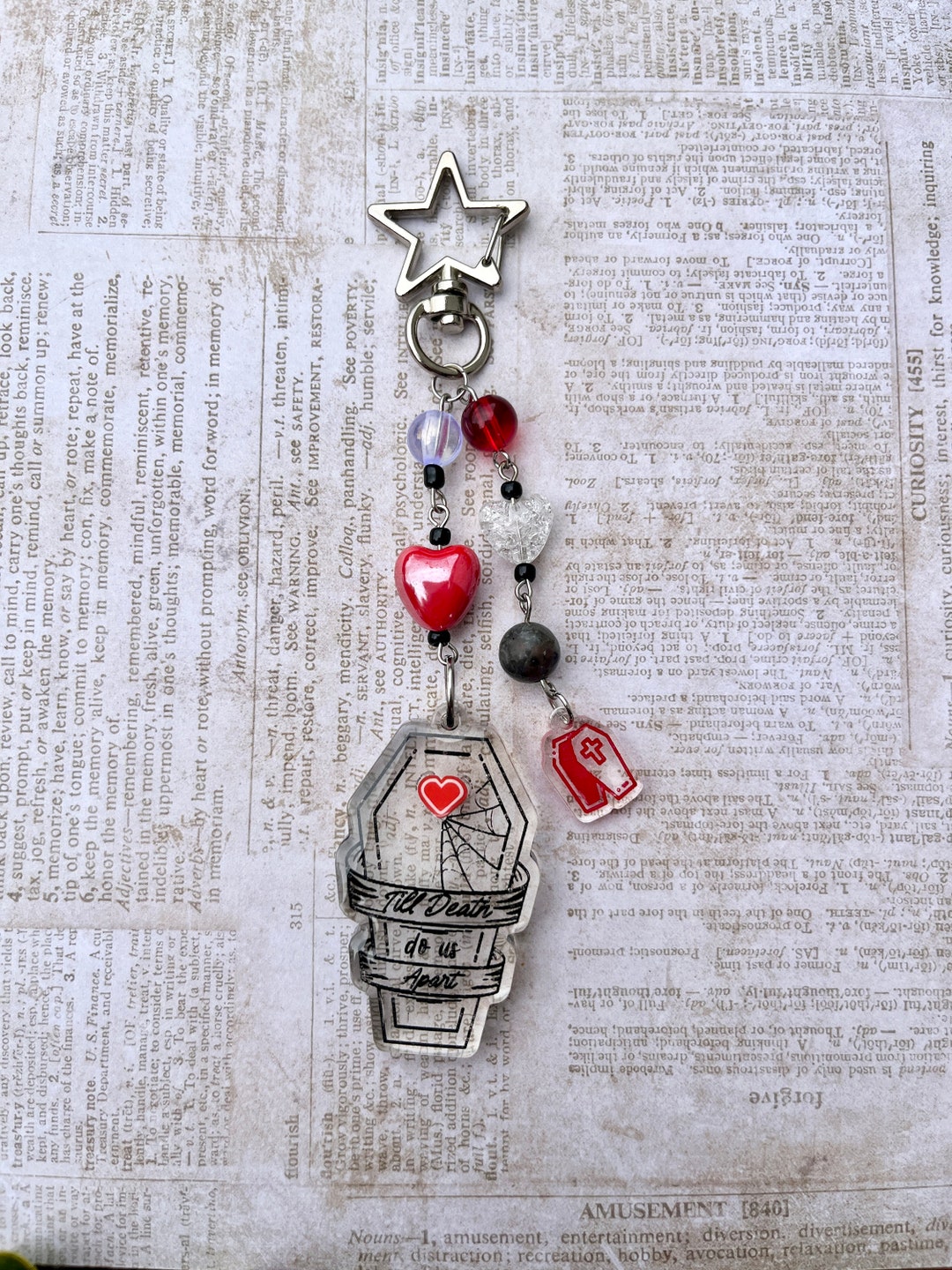 Beaded Coffin Keychain: Spooky Acrylic Charm, Witchy Purse Accessory - Etsy