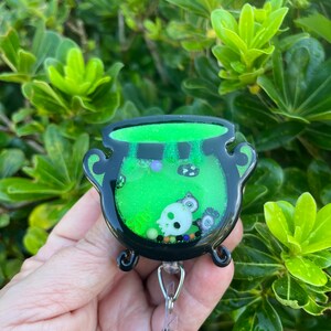 Witch Cauldron Shaker Badge Reel, Cauldron Badge Holder, Witchy Badge ...