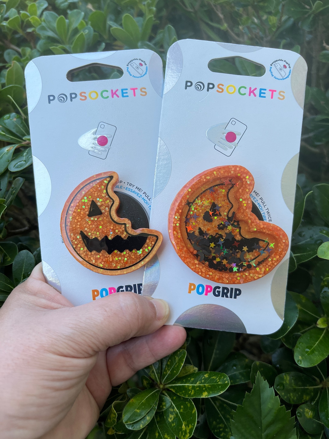 Halloween Pumpkin Popsocket: Glitter Resin Shaker Phone Grip - Etsy