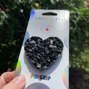 Heart Druzy Popsocket™, Heart Popgrip™, Rainbow Heart Popsocket, Black ...