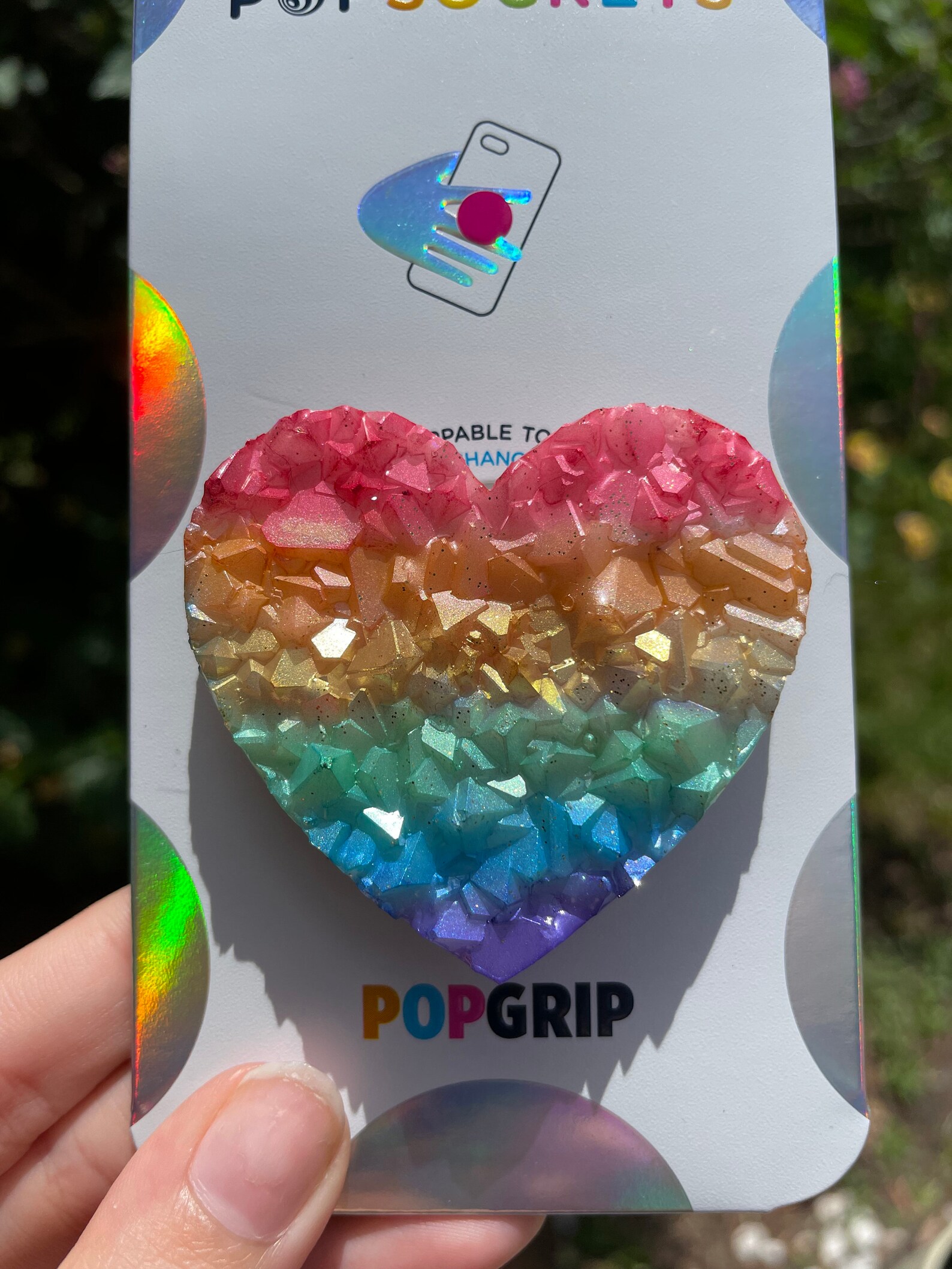 Heart Druzy Popsocket™ Heart Popgrip™ Rainbow Heart - Etsy