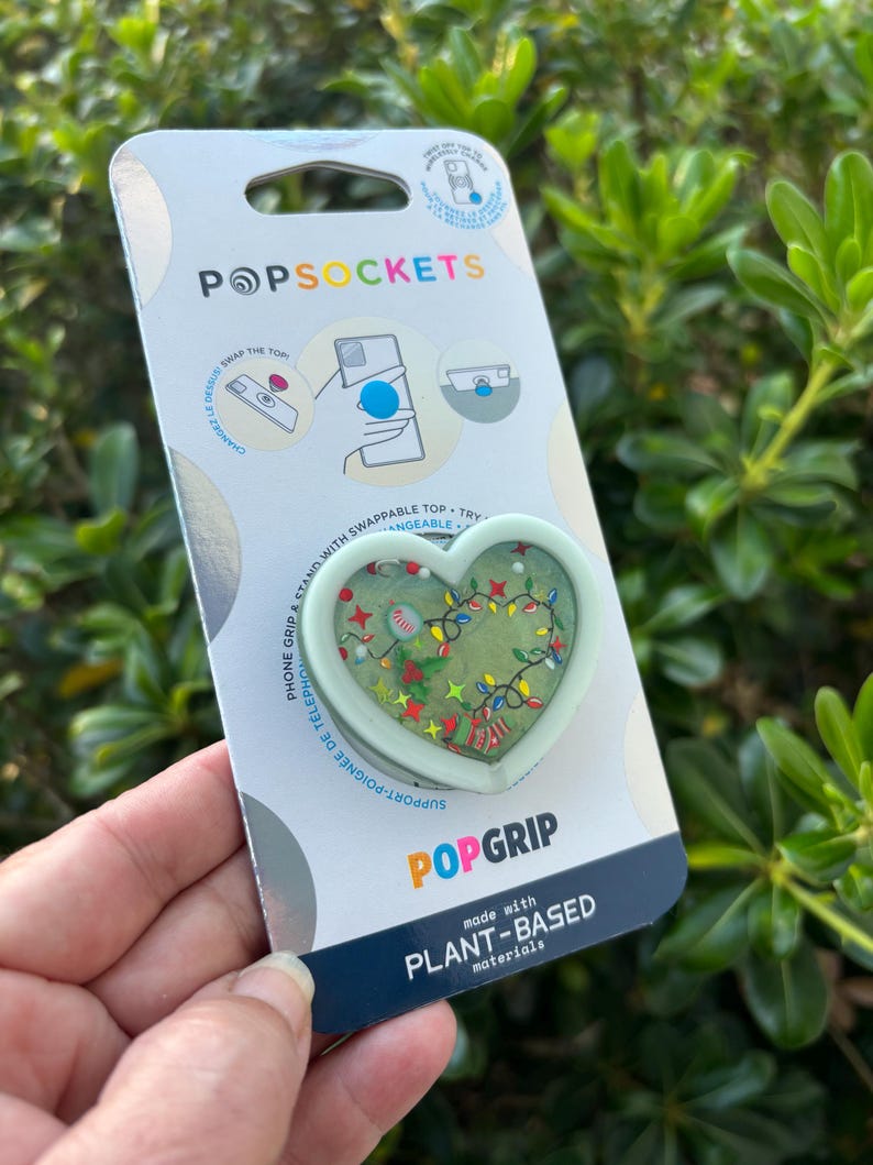 Glow Heart Shaker Christmas Popsocket™, Holiday Shaker Grip, Phone ...