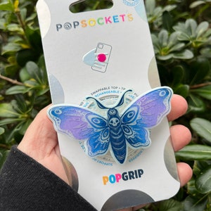 Glow in the Dark Death Moth Popsocket™, Death Moth Phone Grip, Blue ...