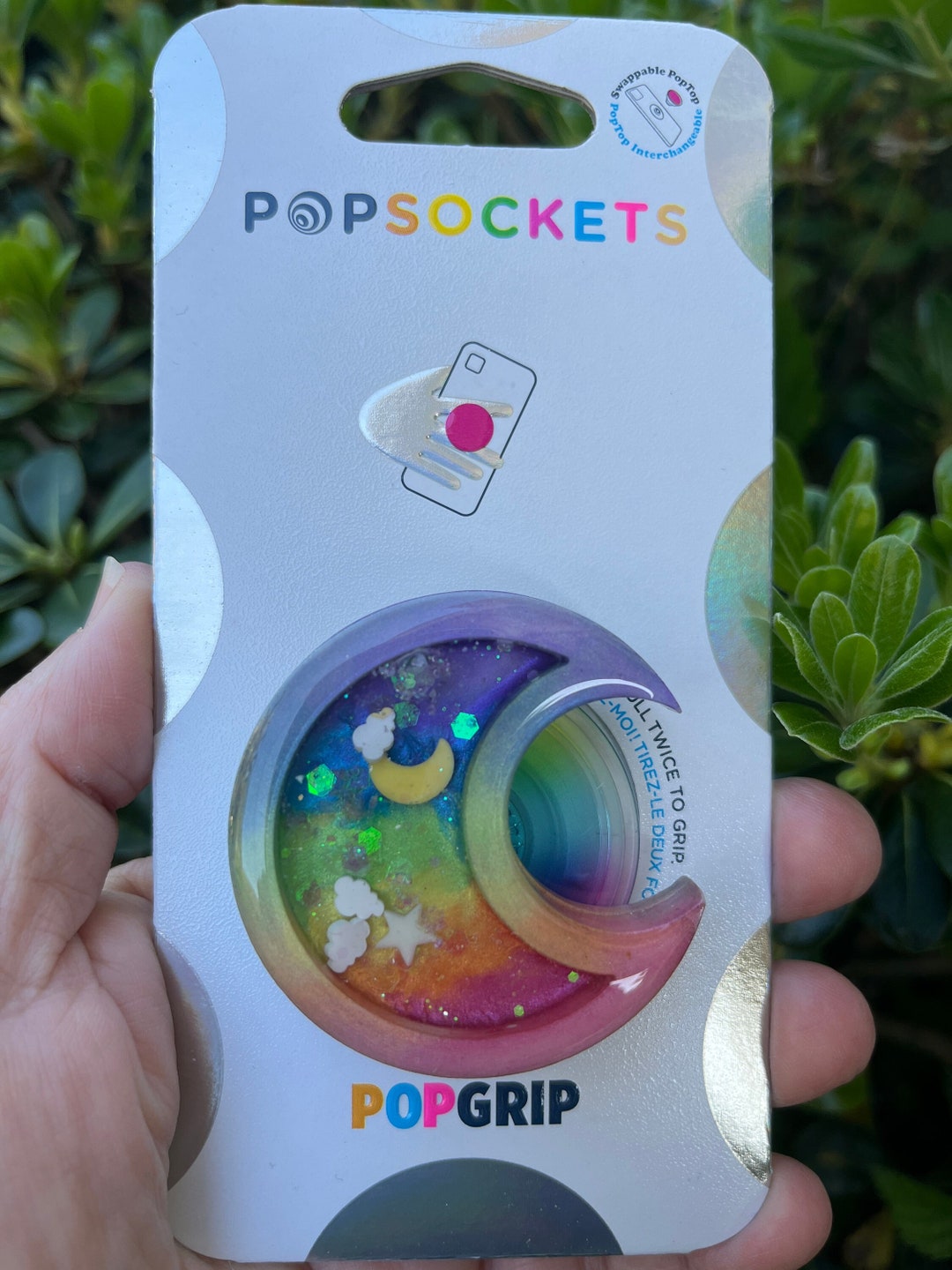 Rainbow Moon Shaker Popsocket: Wicca Resin Phone Grip - Etsy