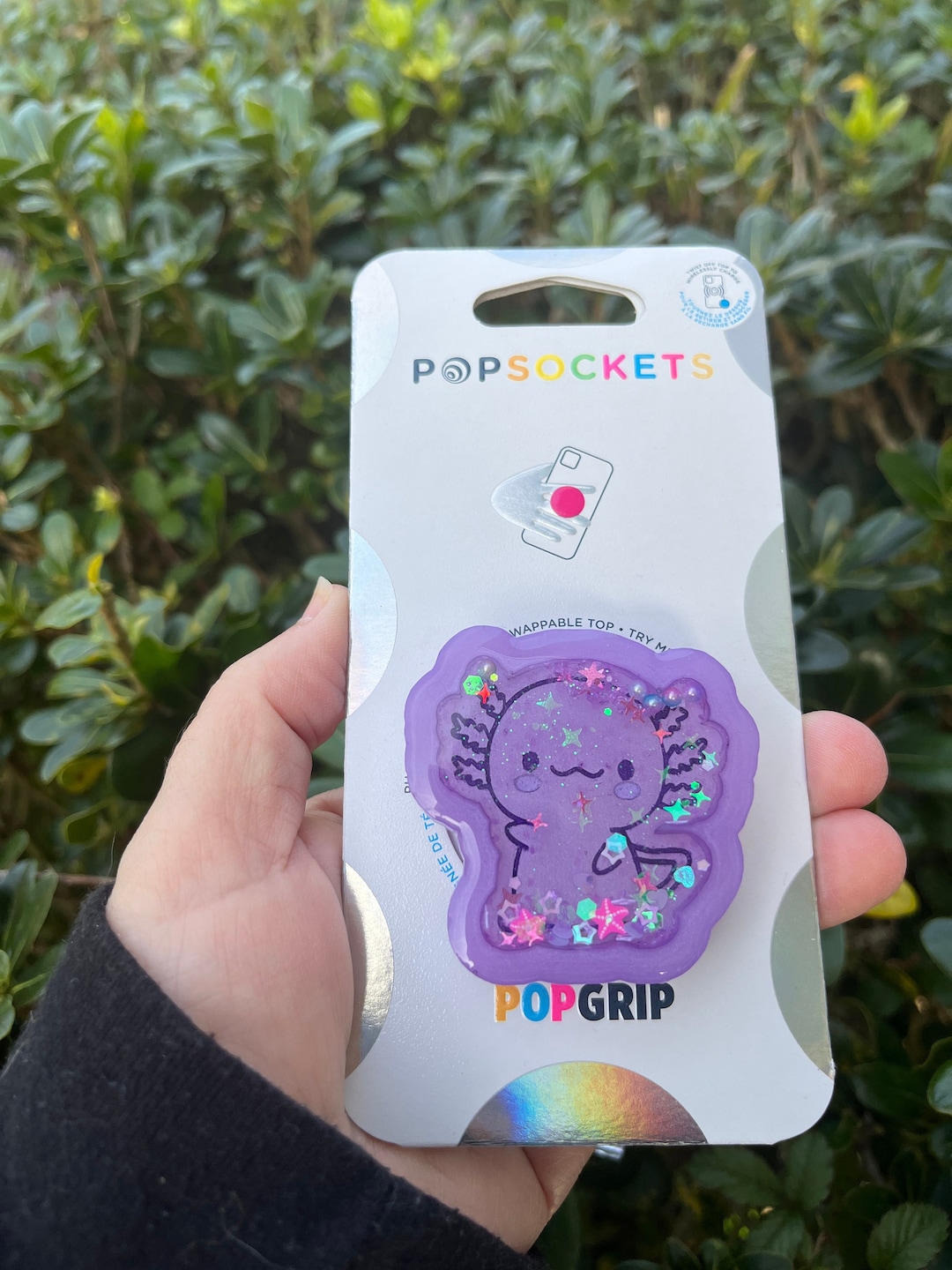 Axolotl Shaker Popgrip™: Lilac Phone Stand With Pink Starfish - Etsy