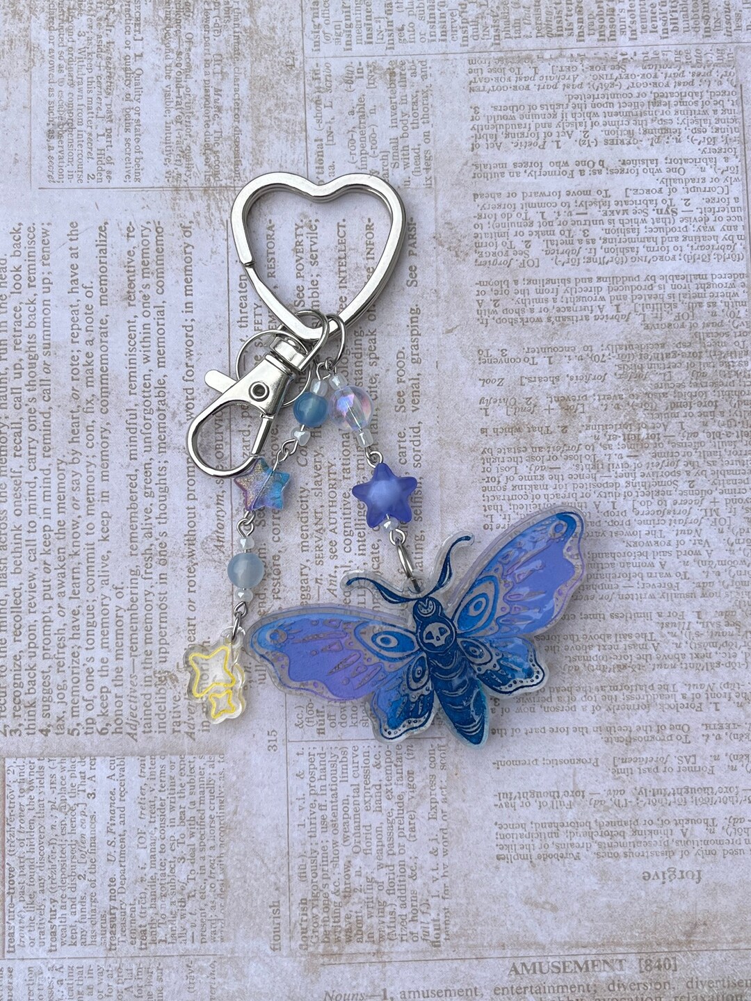 Beaded Death Moth Keychain, Beaded Lunar Moth Keyring, Acrylic Keychain ...