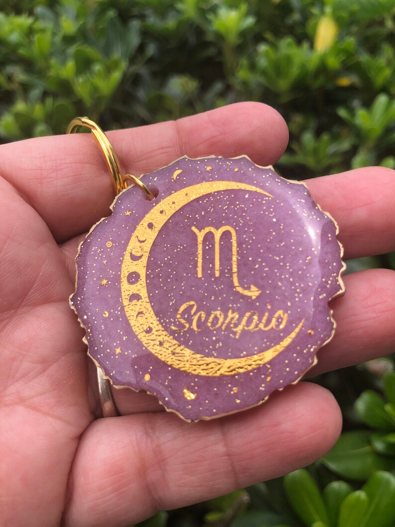 Resin Zodiac Key Ring Zodiac Key Ring Astrology Zodiac Signs - Etsy