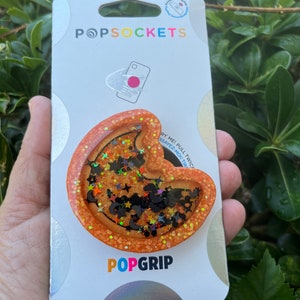 Halloween Pumpkin Popsocket: Glitter Resin Shaker Phone Grip - Etsy