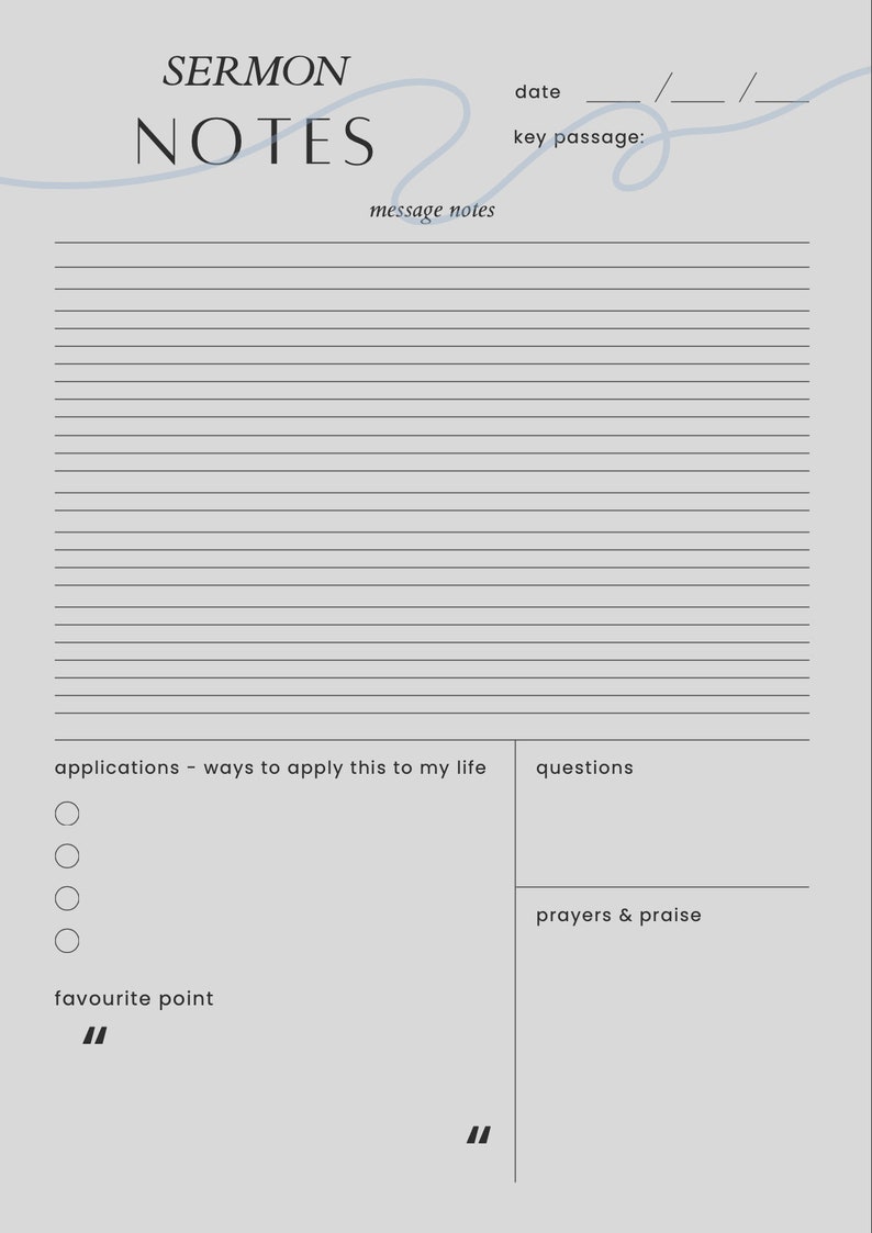 Bible Study Sermon Notes Digital File - Etsy