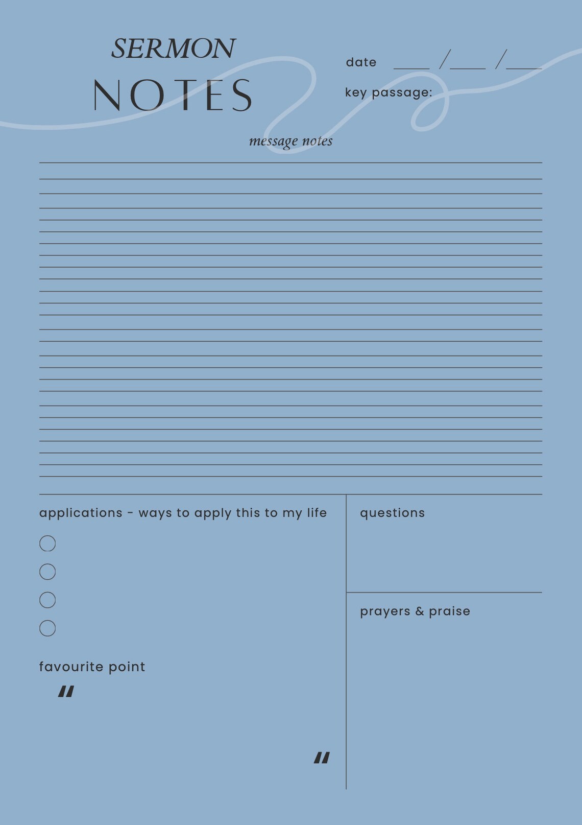 Bible Study Sermon Notes Digital File - Etsy