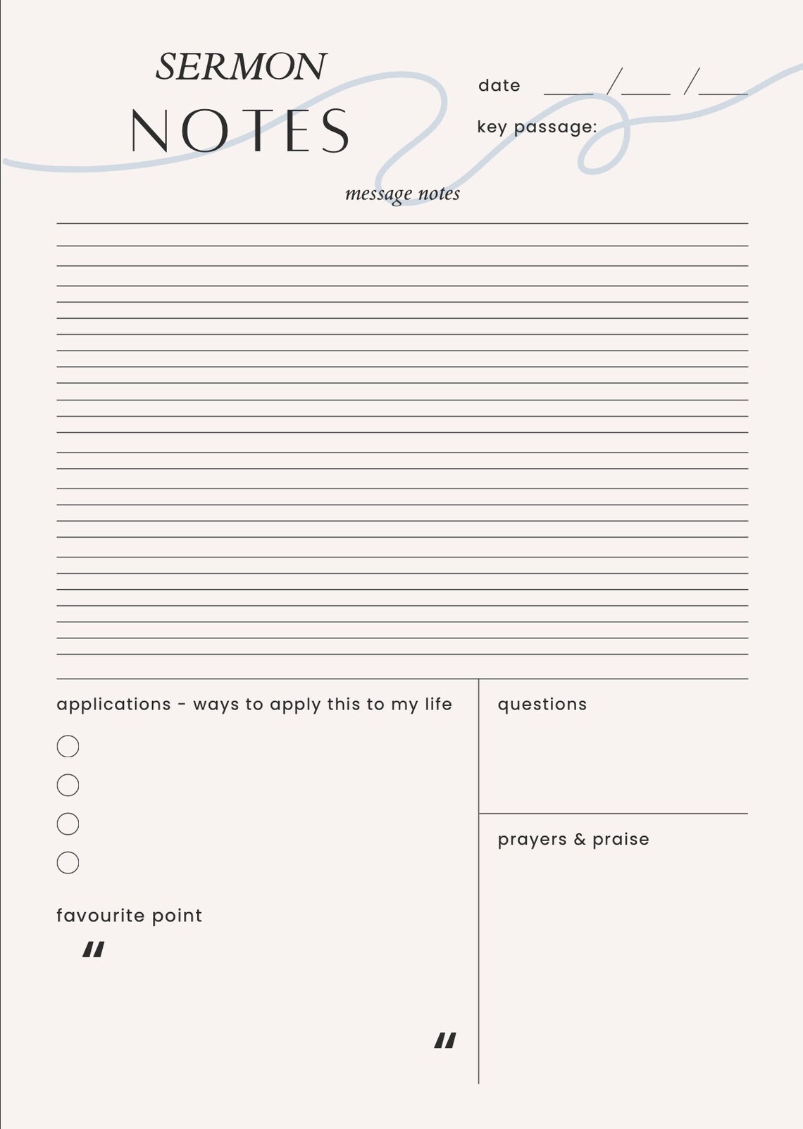 Bible Study Sermon Notes Digital File - Etsy