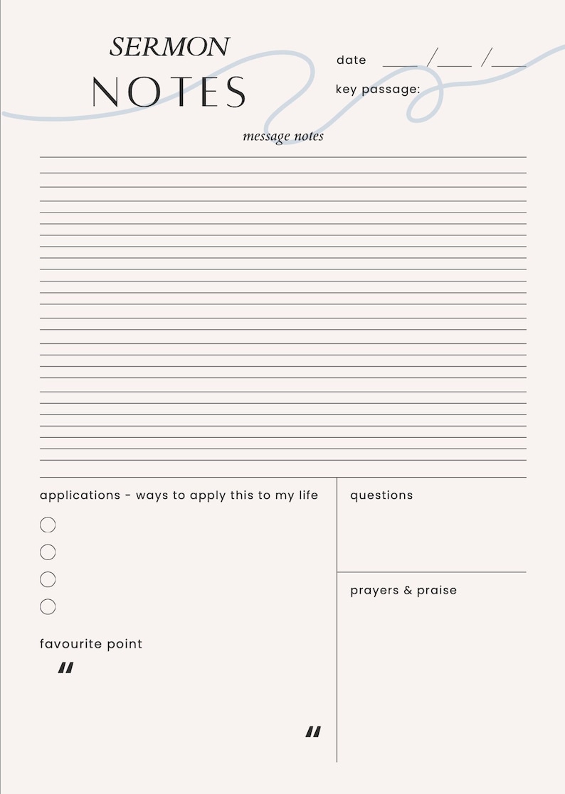 Bible Study Sermon Notes Digital File - Etsy