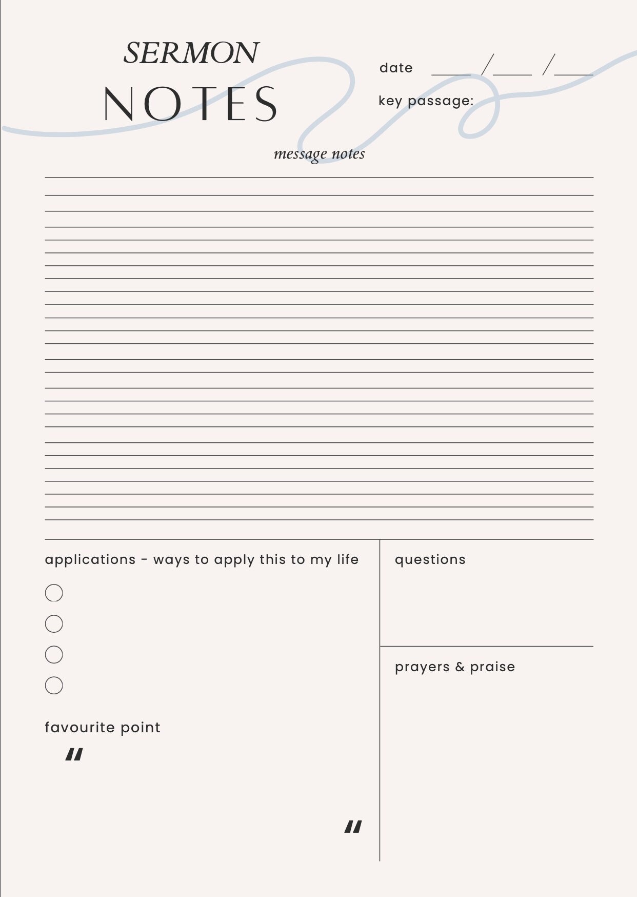 Bible Study Sermon Notes Digital File - Etsy