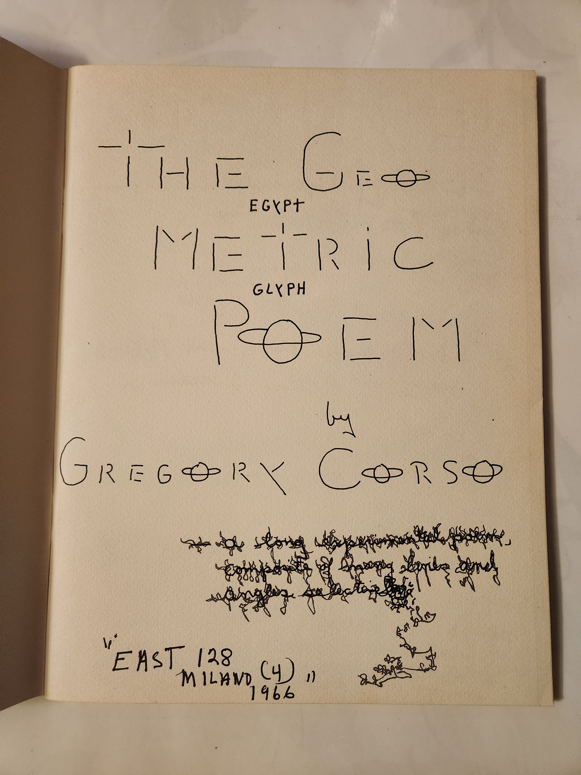The Geometric Poem by Gregory Corso 237/309 1966 Paperback Book Italy ...