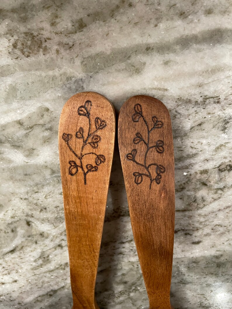 12 Inch Wood Spoon Serving Set of 2 - Etsy