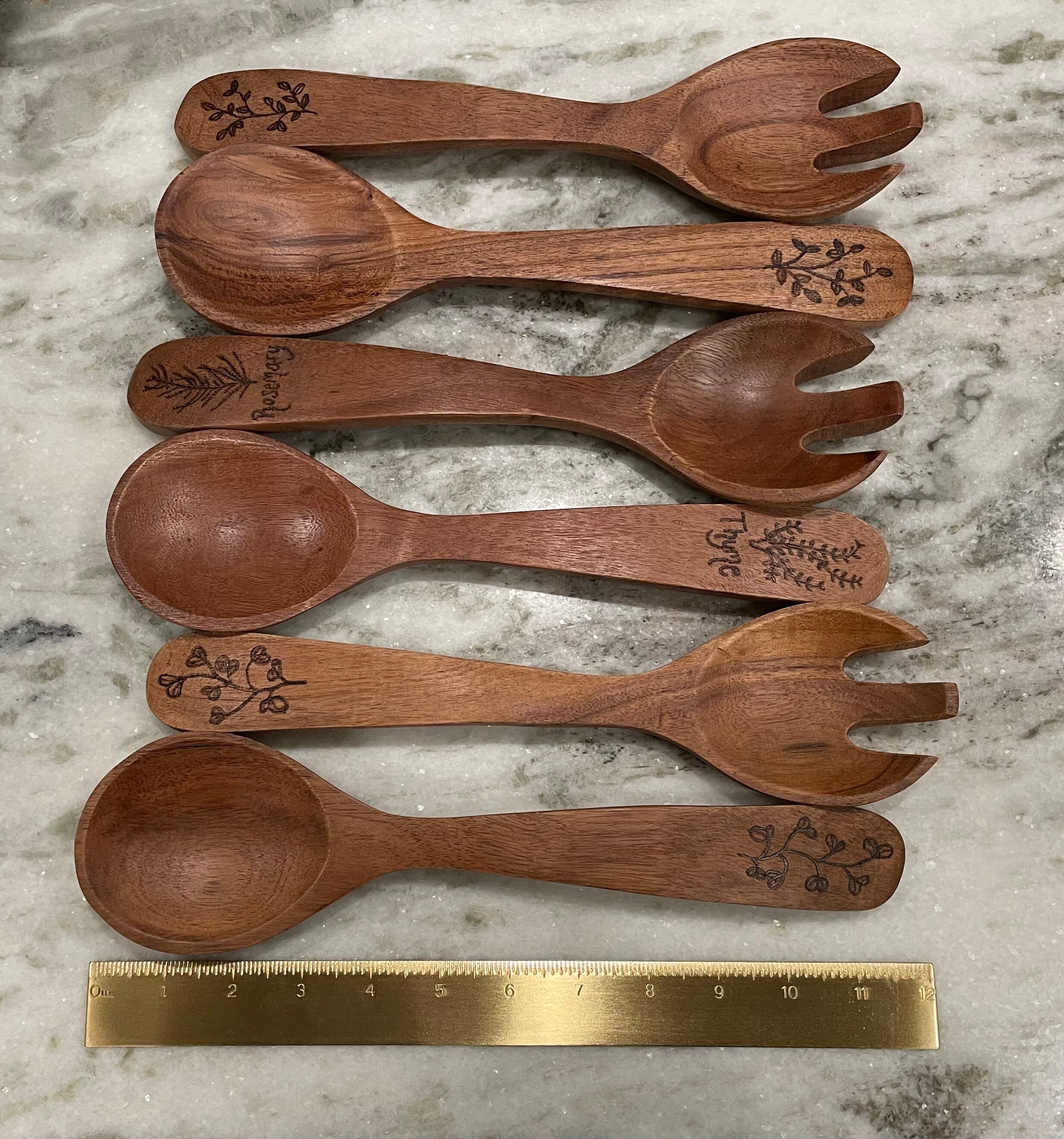 12 Inch Wood Spoon Serving Set of 2 - Etsy
