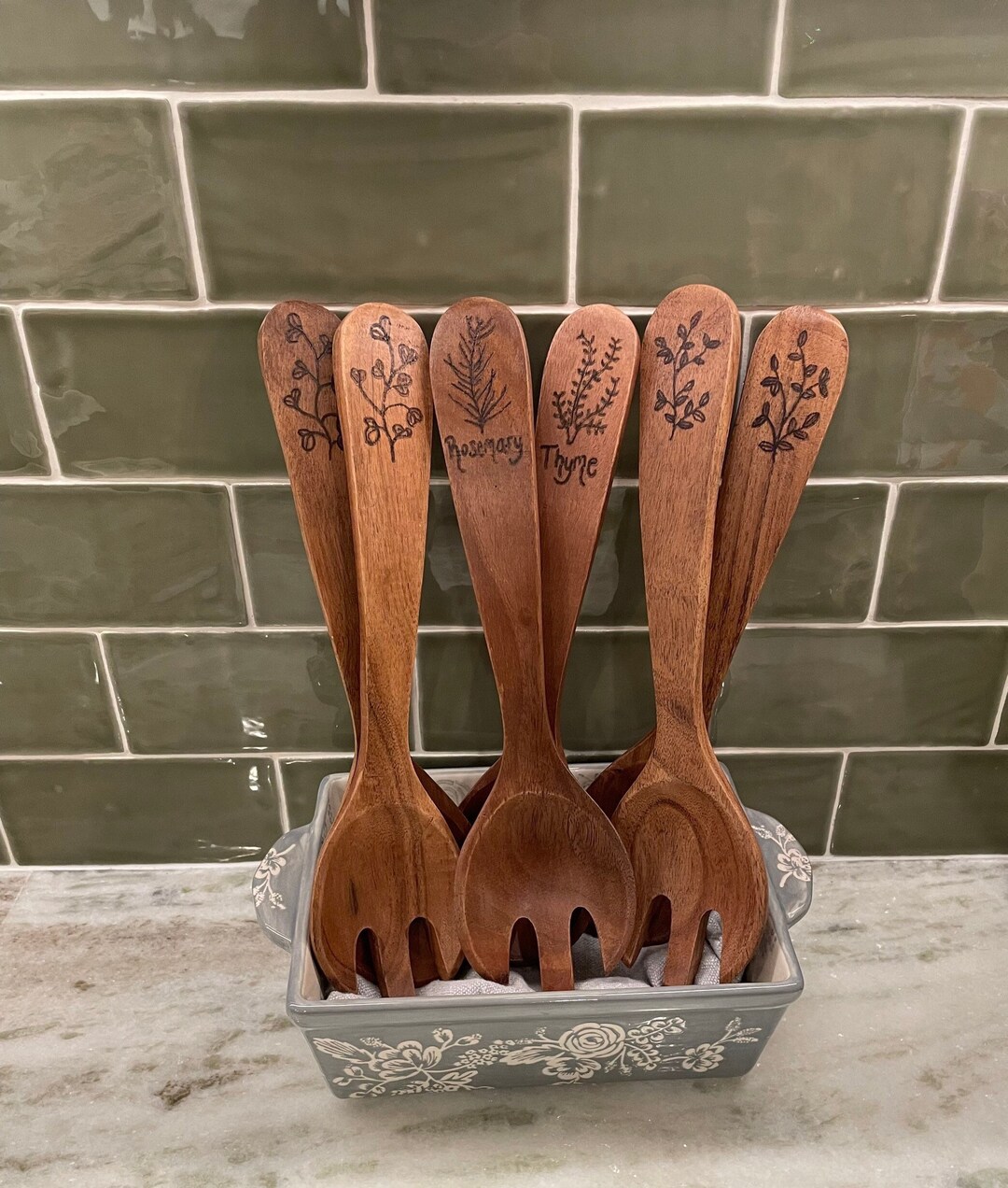 12 Inch Wood Spoon Serving Set of 2 - Etsy