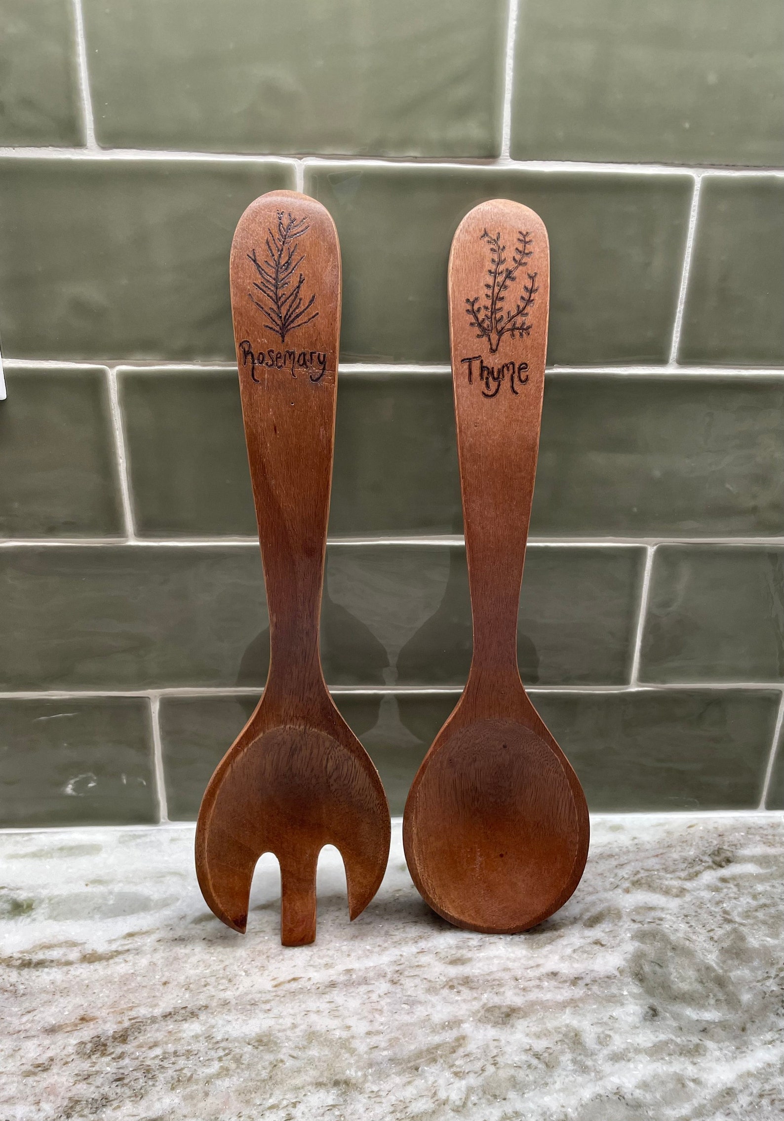 12 Inch Wood Spoon Serving Set of 2 - Etsy