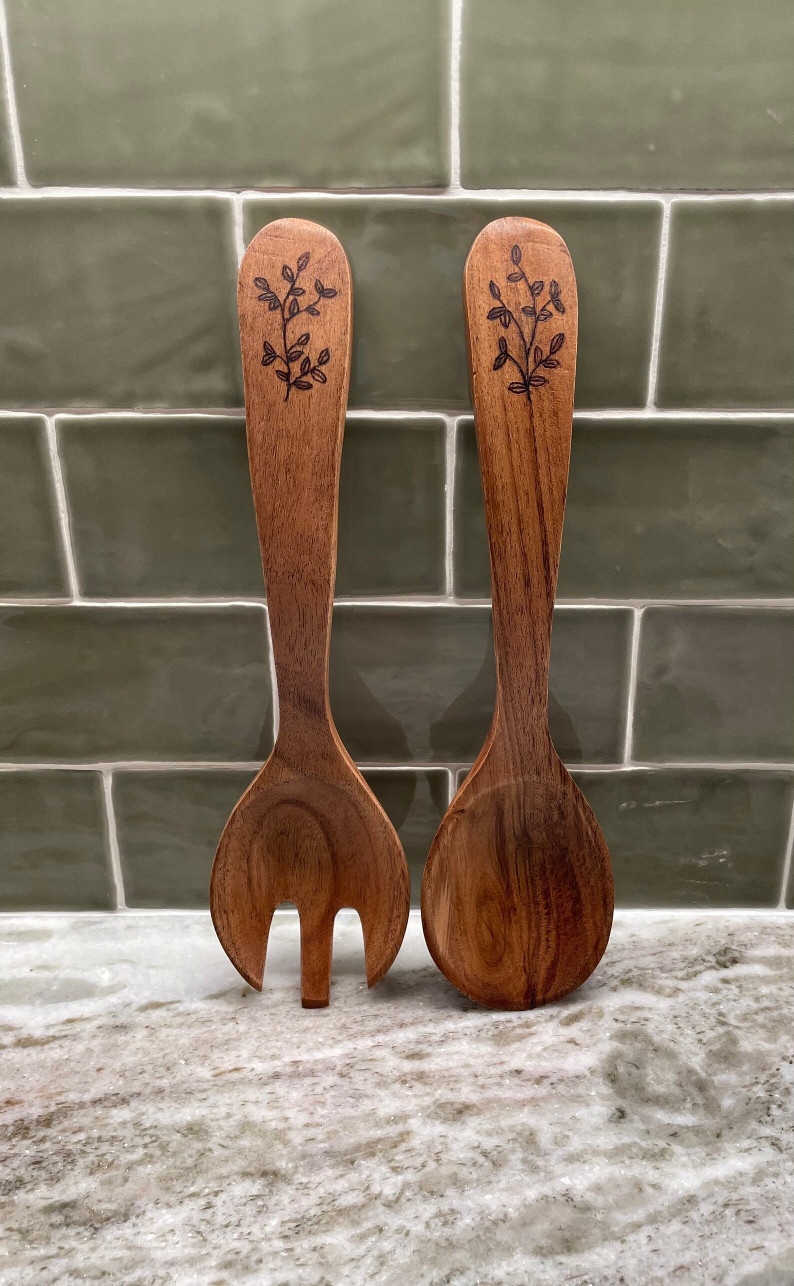 12 Inch Wood Spoon Serving Set of 2 - Etsy